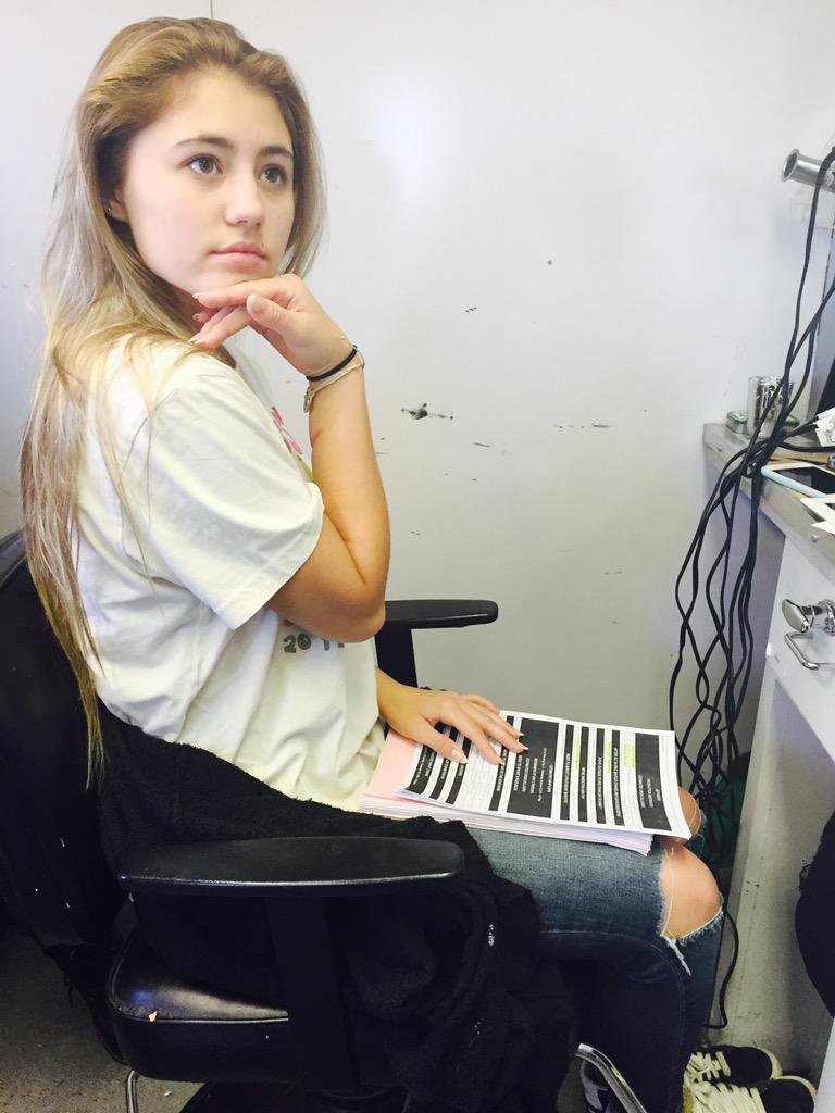 With her script on set. | Scrolller