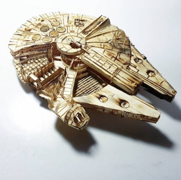 Wooden Chopstick Art: Millennium Falcon | Scrolller
