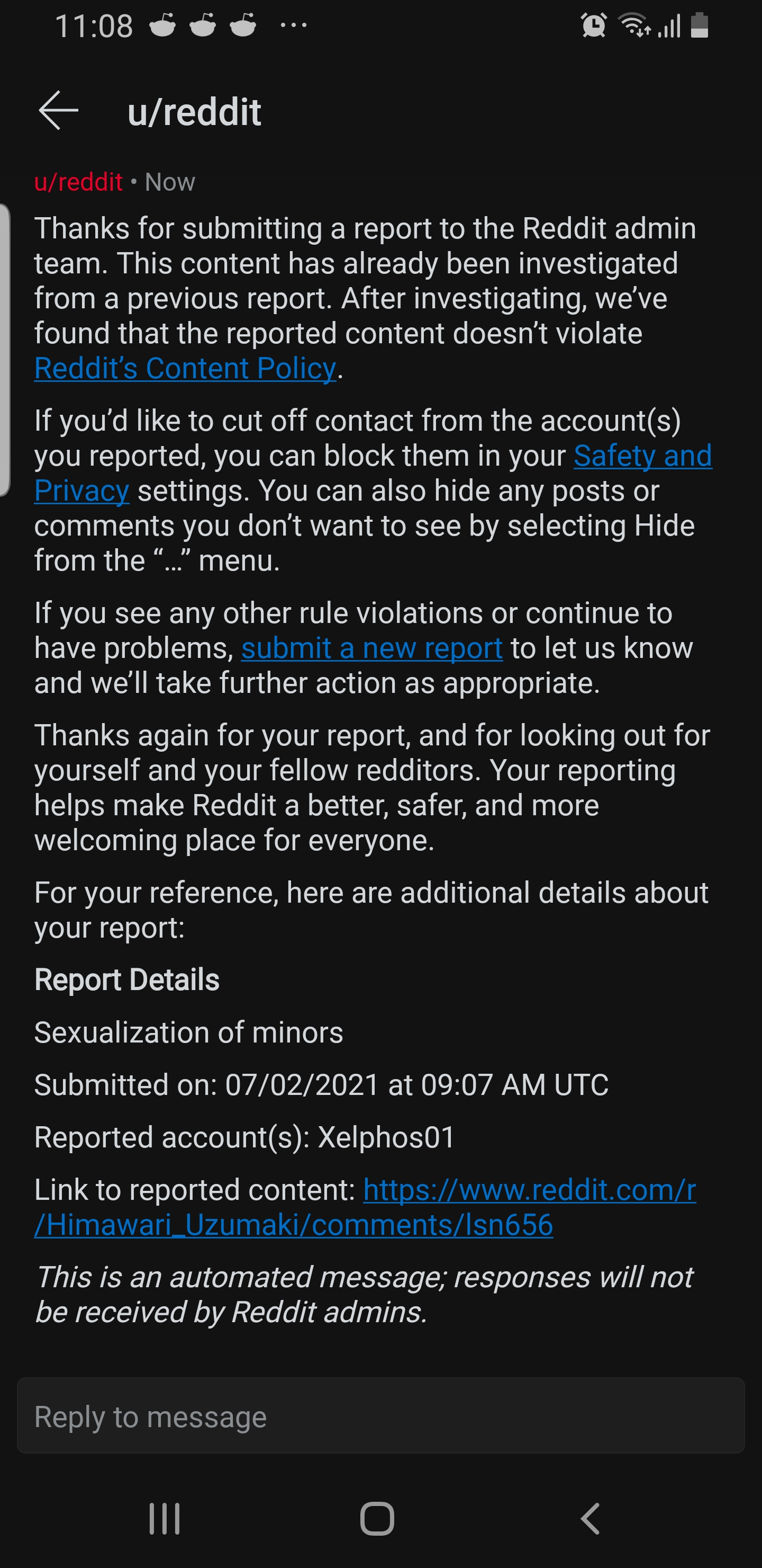 This shit makes me mad, its r/Himawari_Uzumaki, and apparently cp isnt breaking the guidelines ...