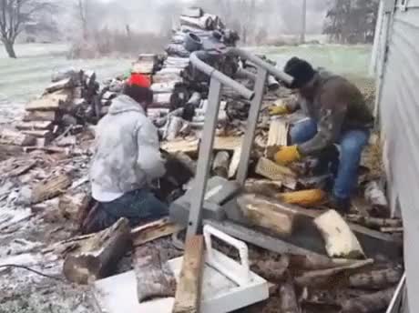 (x-post from r/gifs) A quick way to load wood into the basement | Scrolller