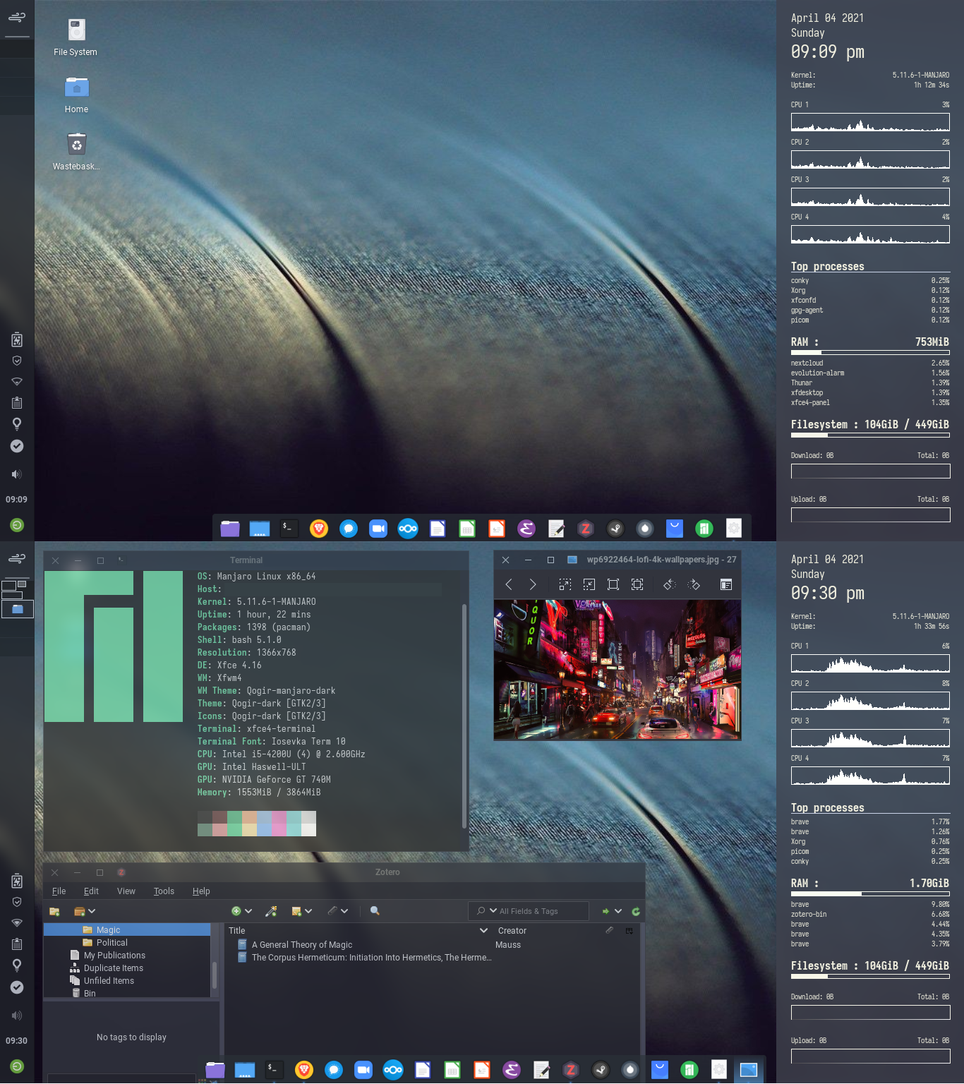[Xfce] First setup on my Manjaro laptop that I'm pleased with :) | Scrolller
