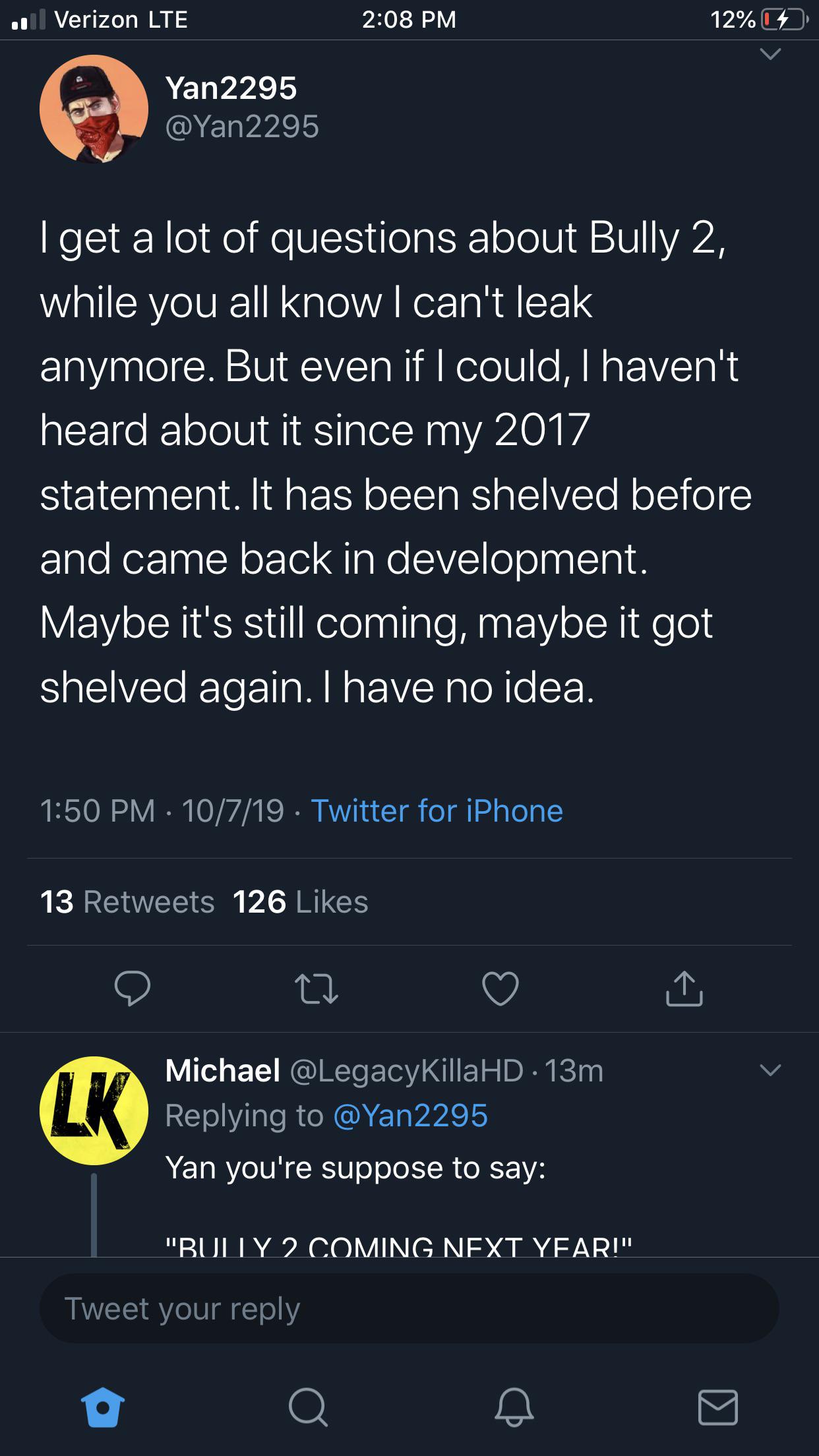 Yan has some bad news on Bully 2 | Scrolller