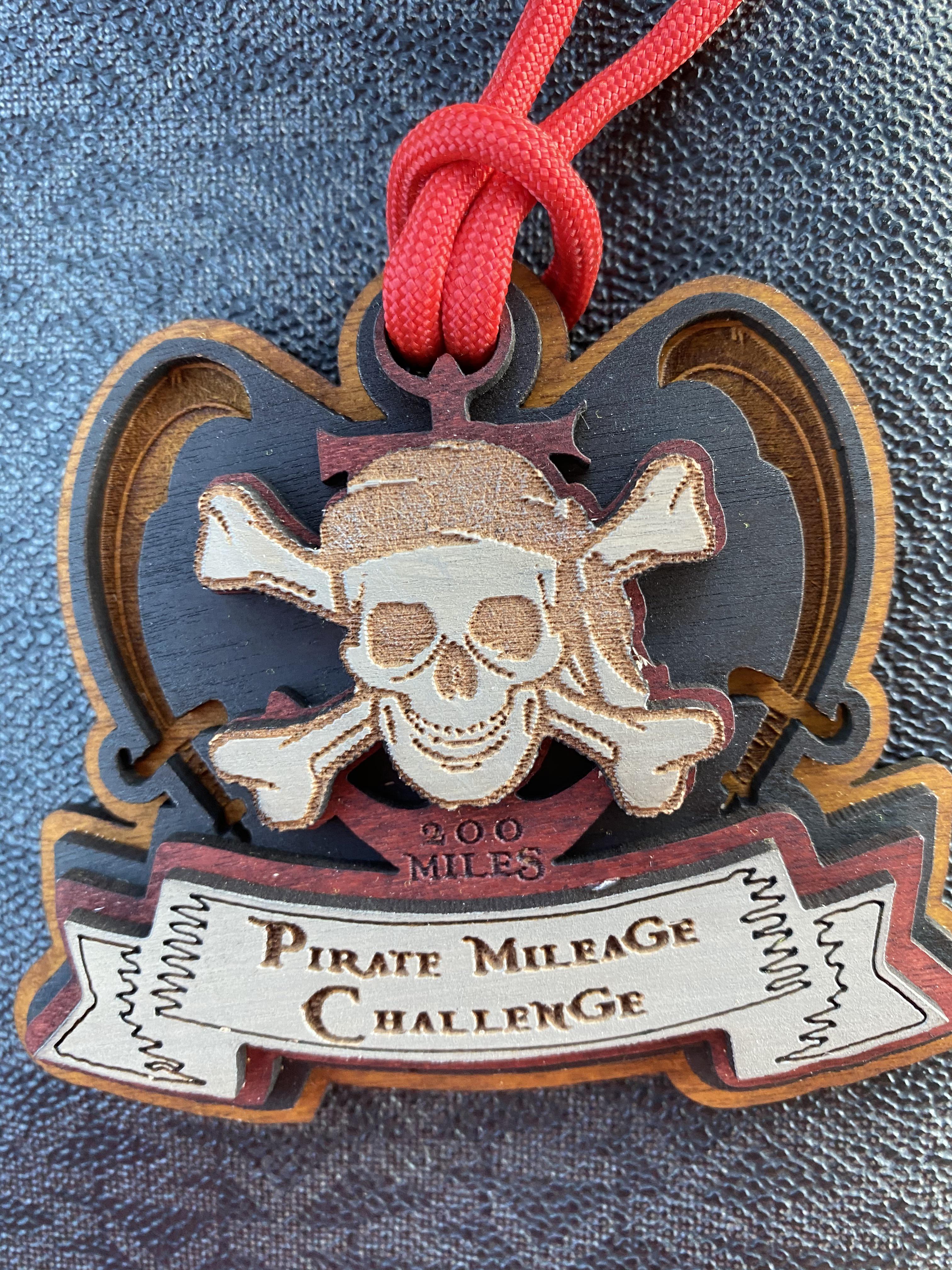 Yarrr! Finally got my medal for my summer mileage challenge: 200 miles up and down the deck ...