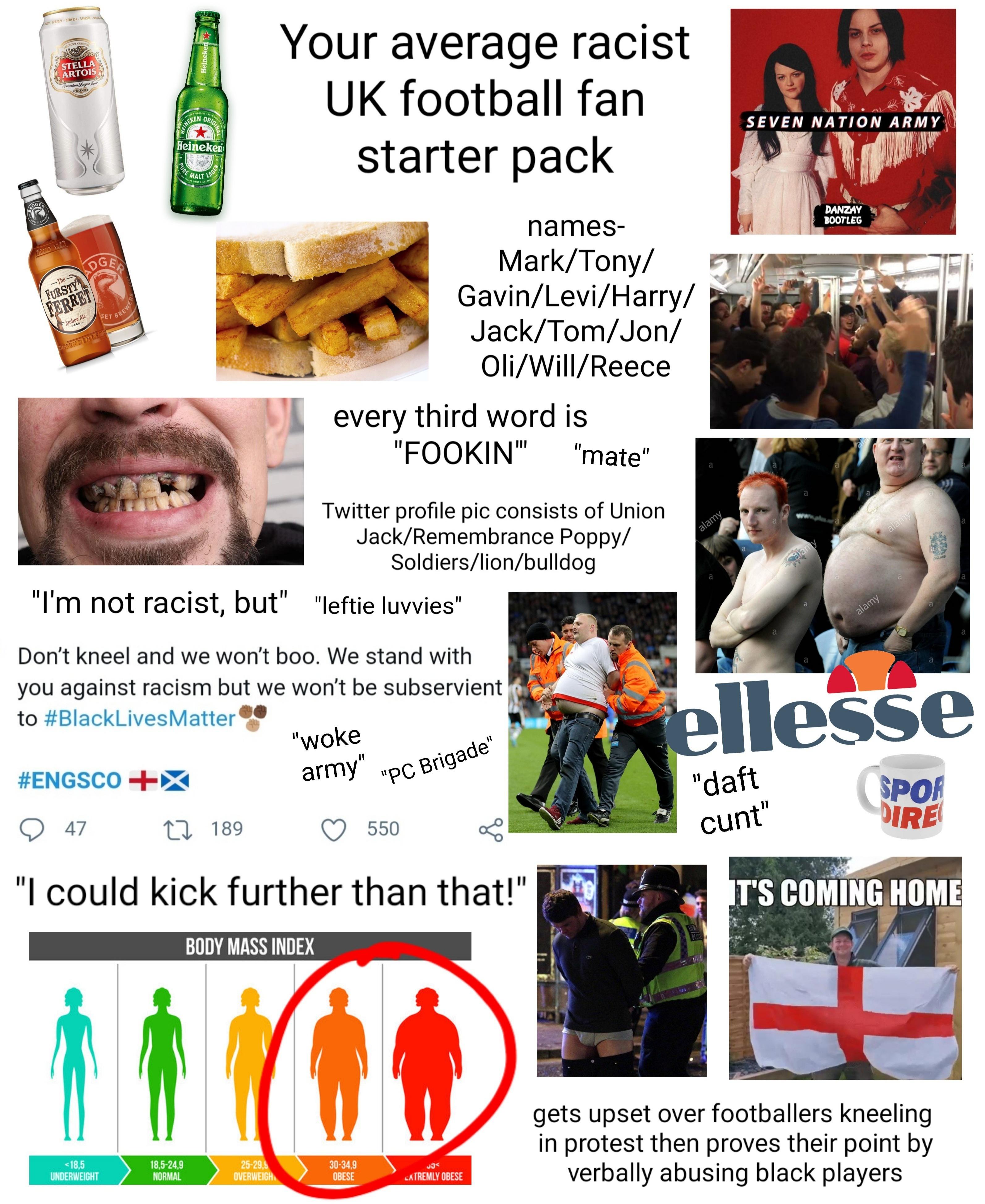 Your average racist UK football fan starter pack | Scrolller