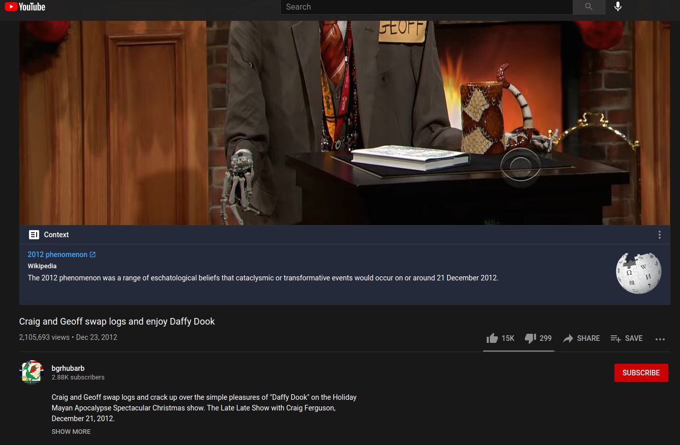 YouTube tried to add "context" to a Craig Ferguson video. | Scrolller