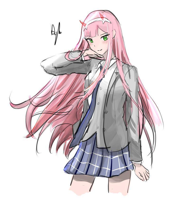 Zero two sketch reference practice | Scrolller