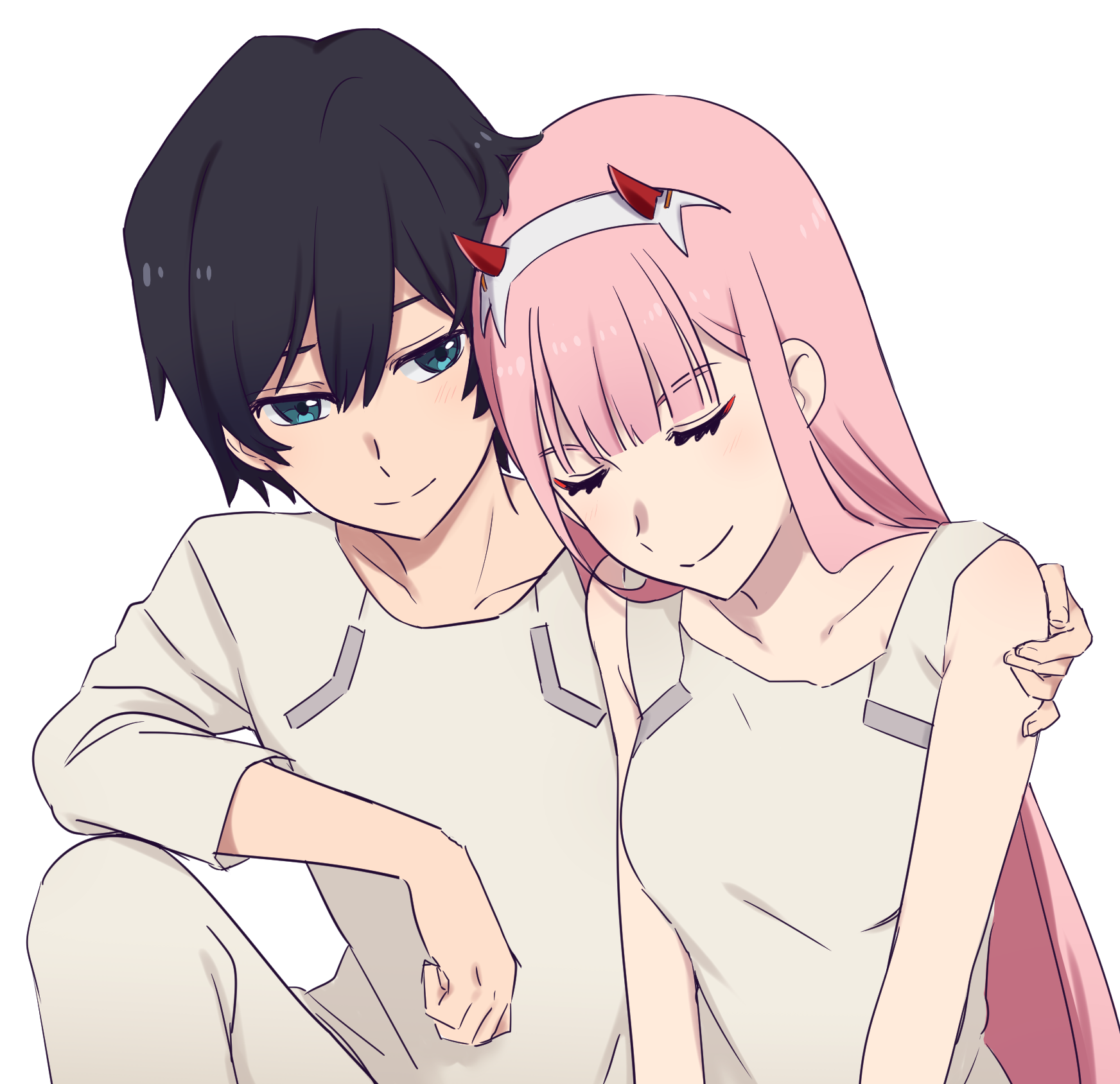 Zero Two sleeping on Hiro | Scrolller