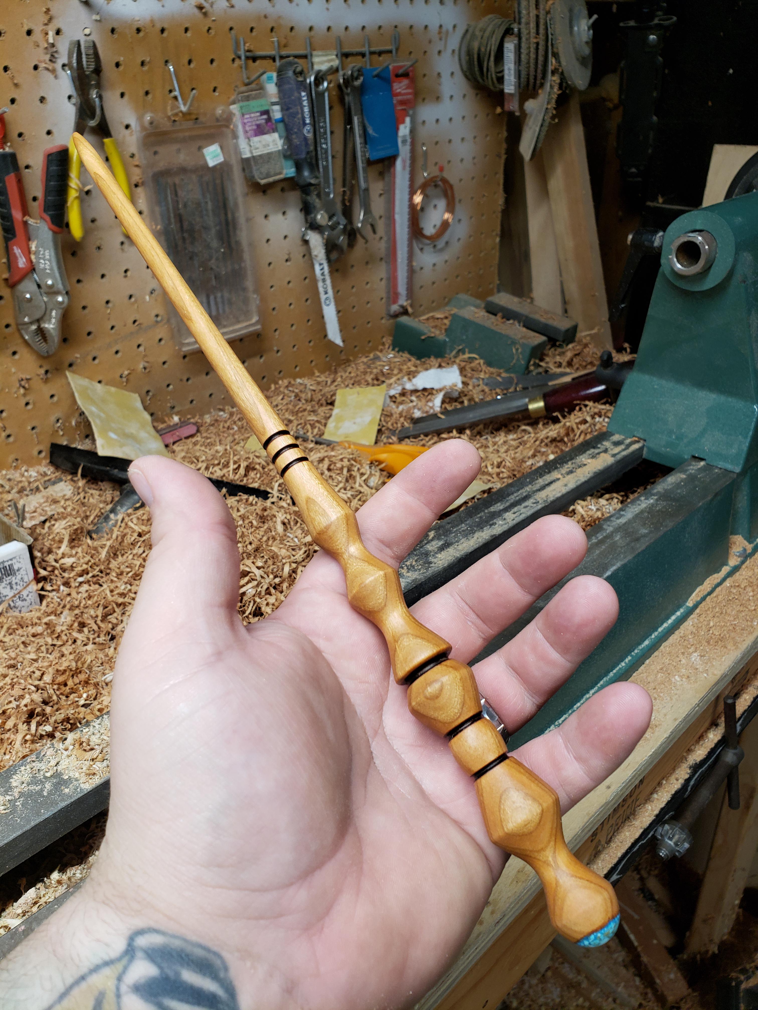 13 1/2" slight flex Cherry w/turqoise | Scrolller