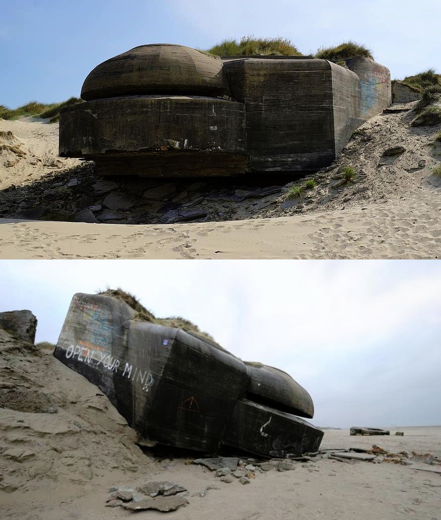 A bunker from World War 2 in France after a storm that removed sand of the beach. | Scrolller