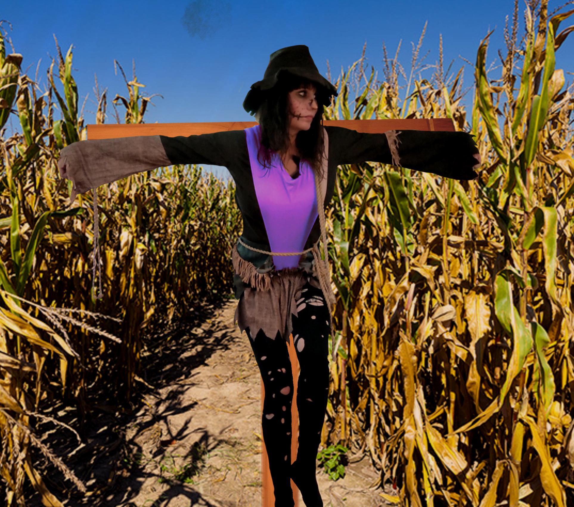 A dorky scarecrow does her best even if her panties are pulled up high making her less "scary" 😘 ...