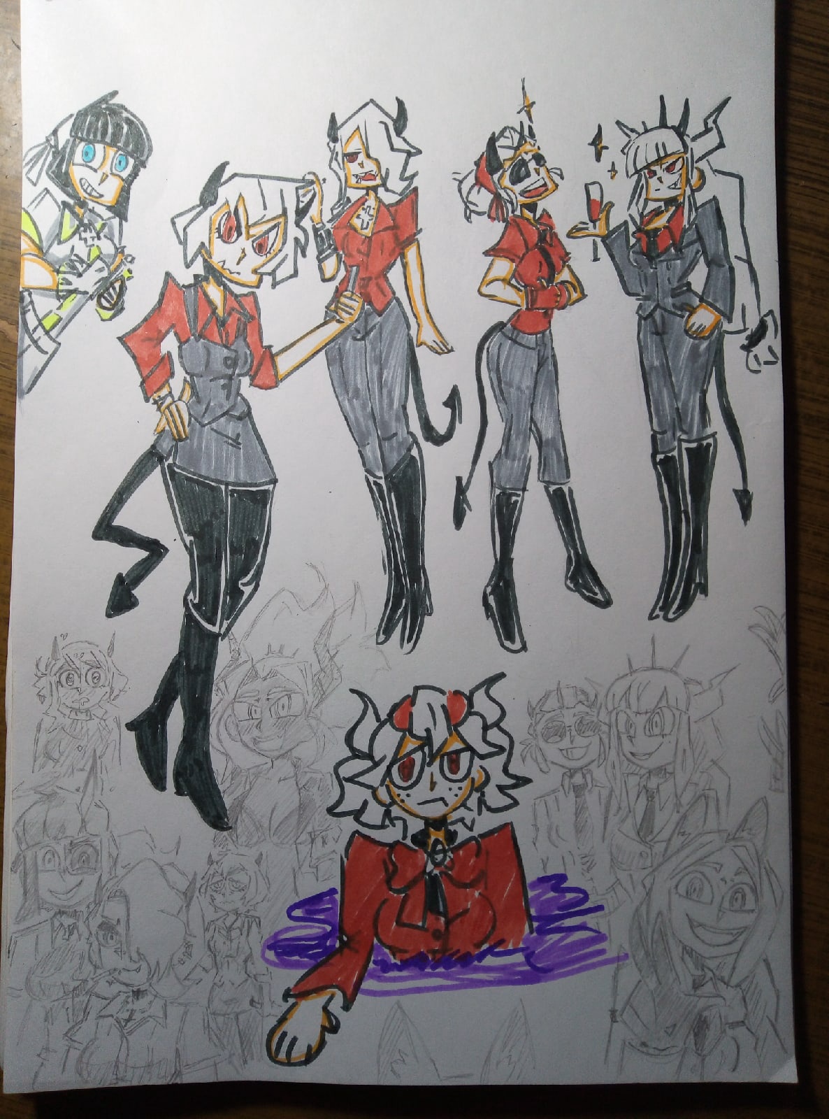 A kind of poster with the girls from Helltaker. | Scrolller