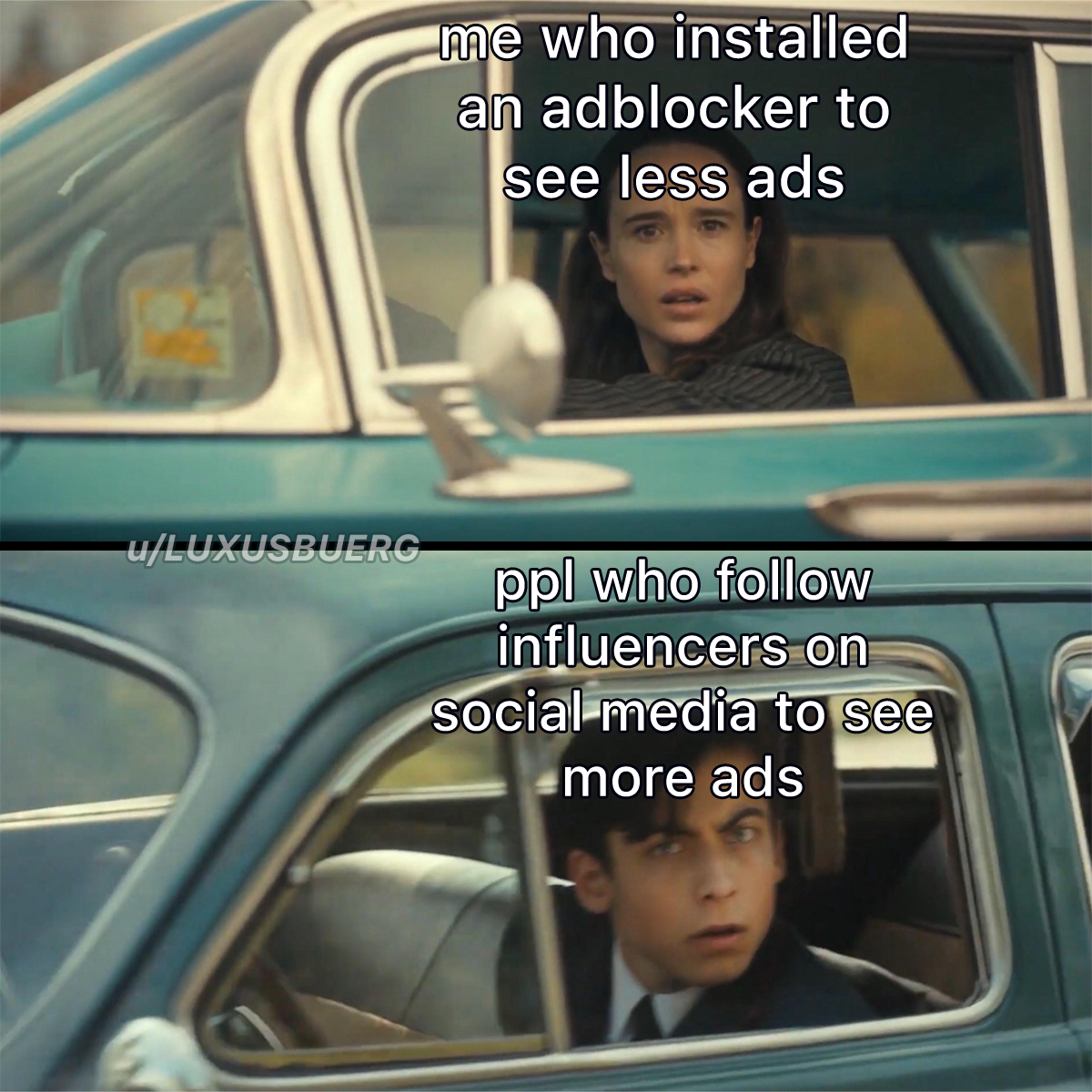 Adblocker user vs influencer followers | Scrolller