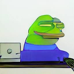 AI generated Pepe using his laptop | Scrolller