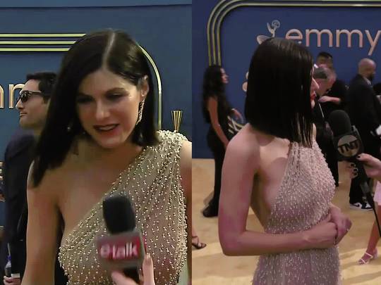 Alexandra Daddario's clothed hangers at Emmys 2022 | Scrolller