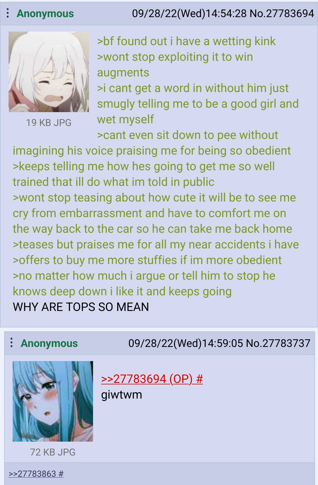 anon has a wetting kink | Scrolller