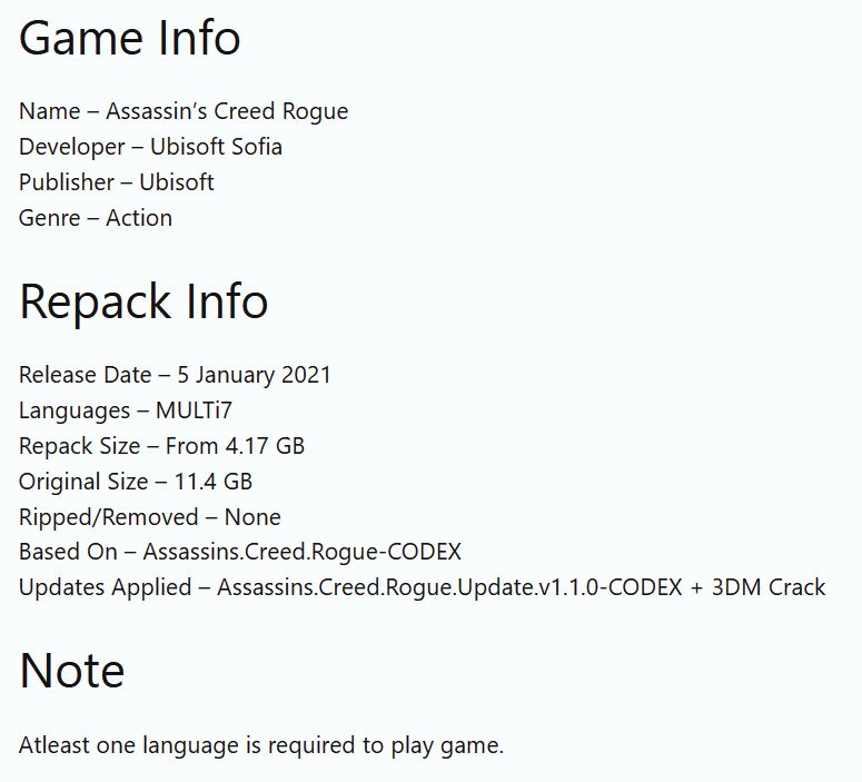 Assassin’s Creed Rogue (MULTi7, +All DLC) [ARTEMiS Repack] | From 4.17 GB | Scrolller