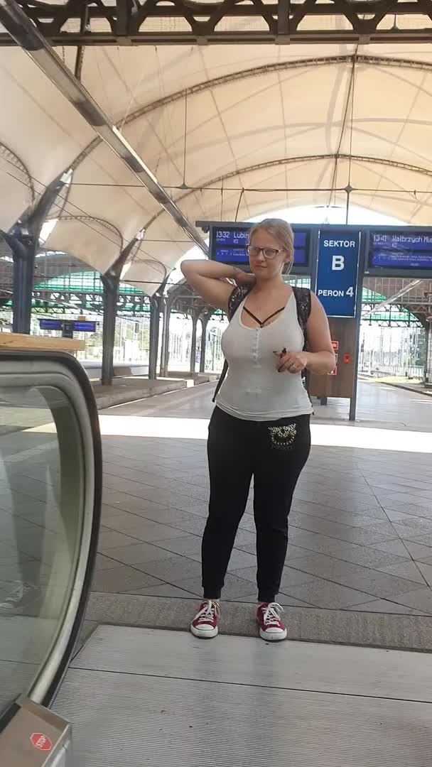 Attention message. Passengers, if anyone wants to see big boobs on the escalator let's run to ...