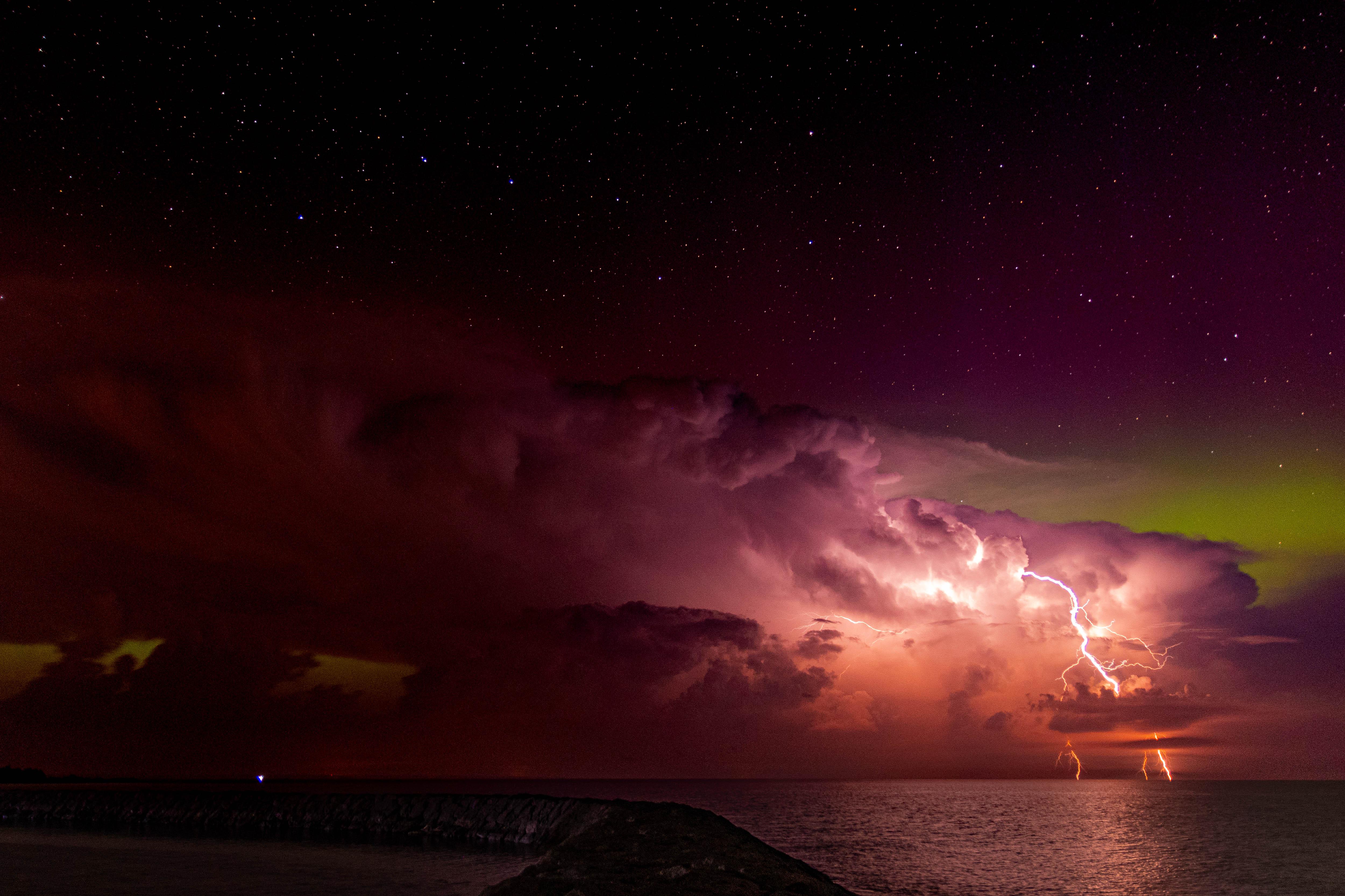 Aurora Borealis and a thunderstorm [OC] | Scrolller