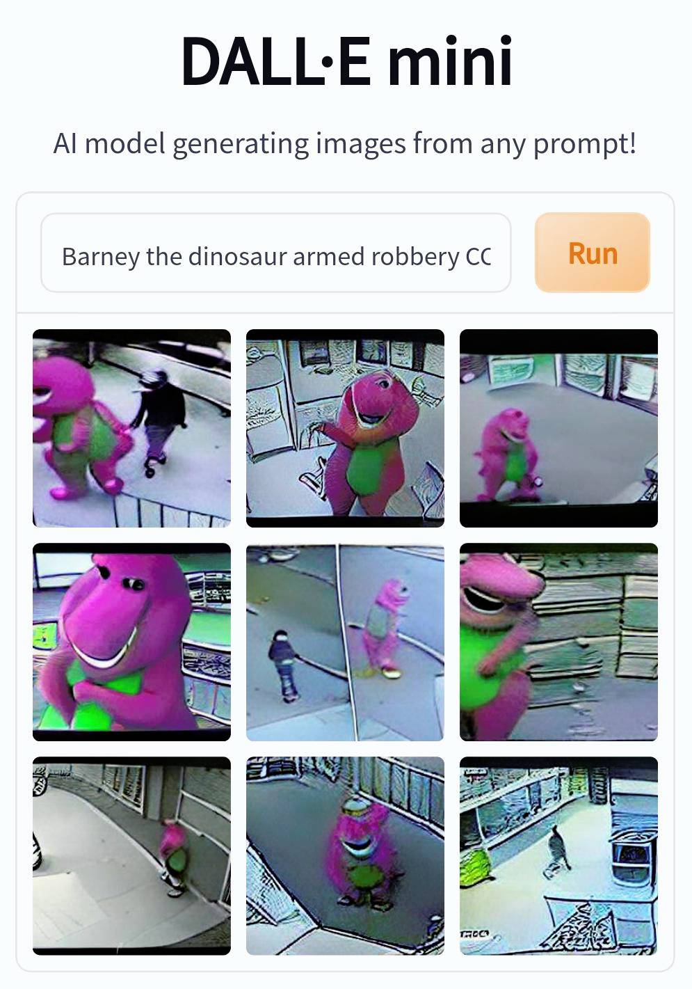 Barney the Dinosaur armed robbery CCTV footage | Scrolller