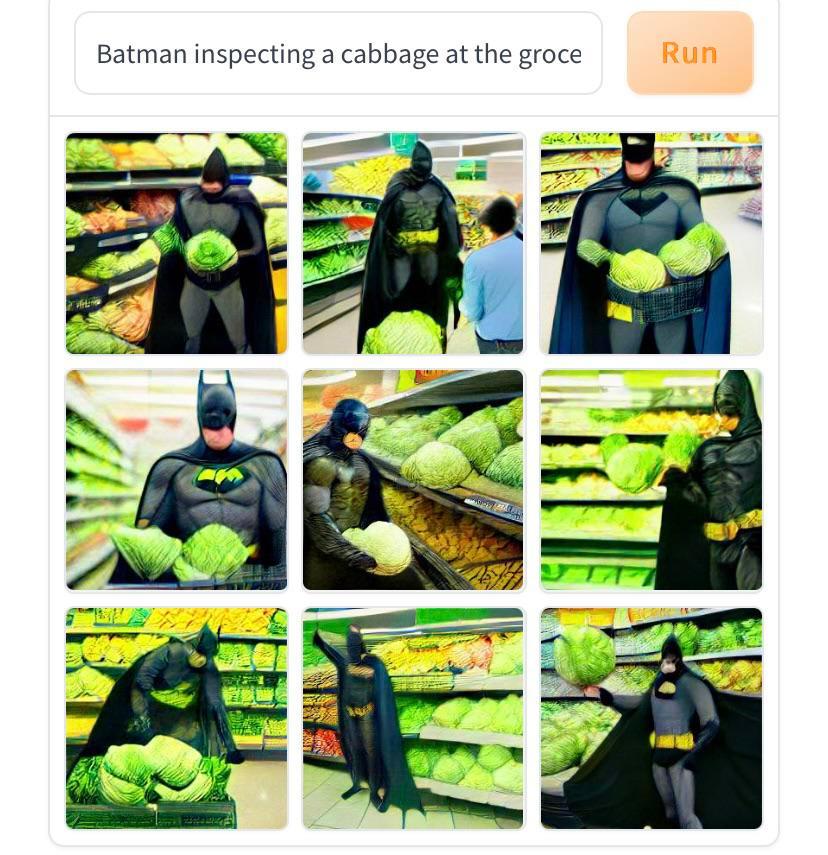 Batman inspecting a cabbage at the grocery store | Scrolller