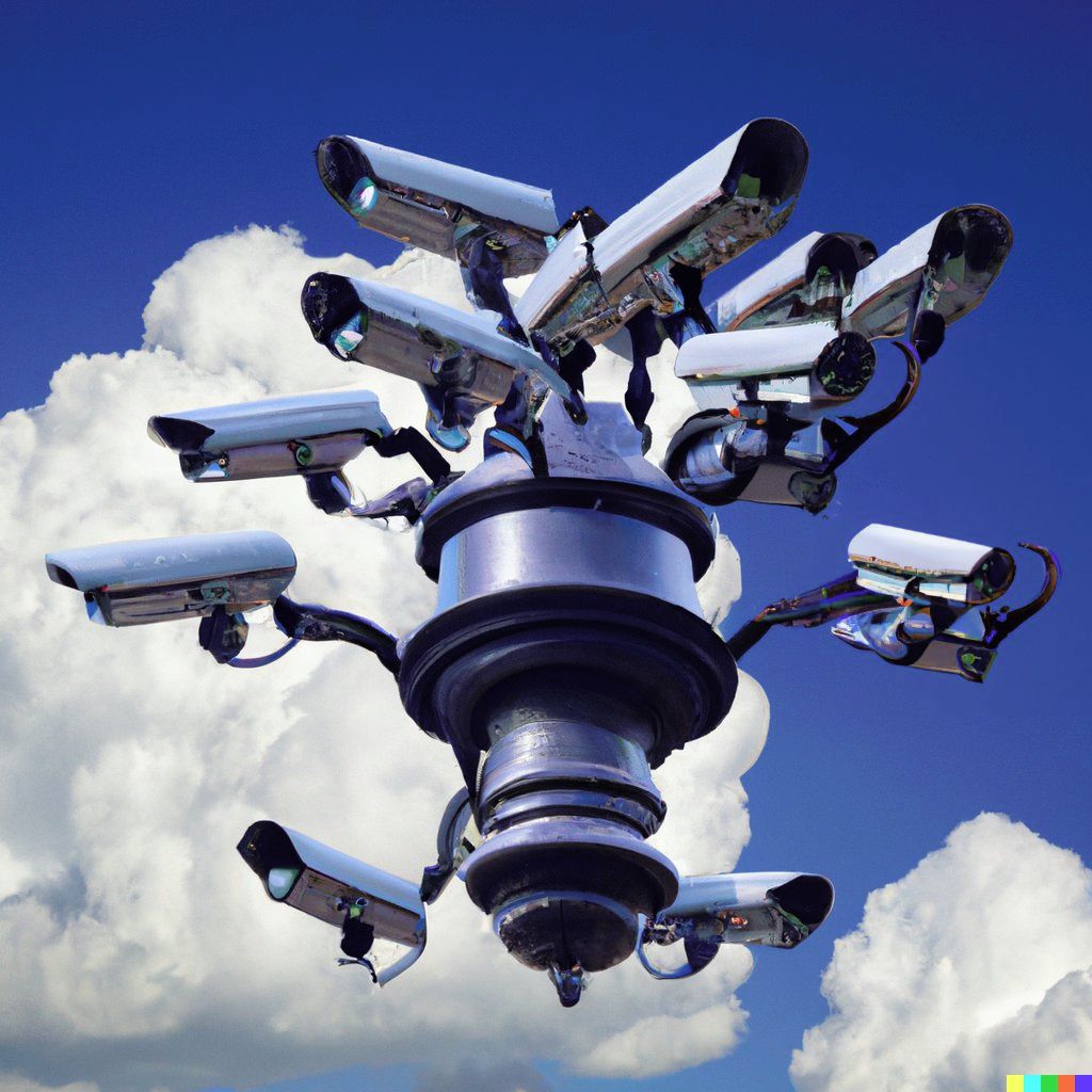 "Biblically accurate angel with surveillance cameras floating" | Scrolller
