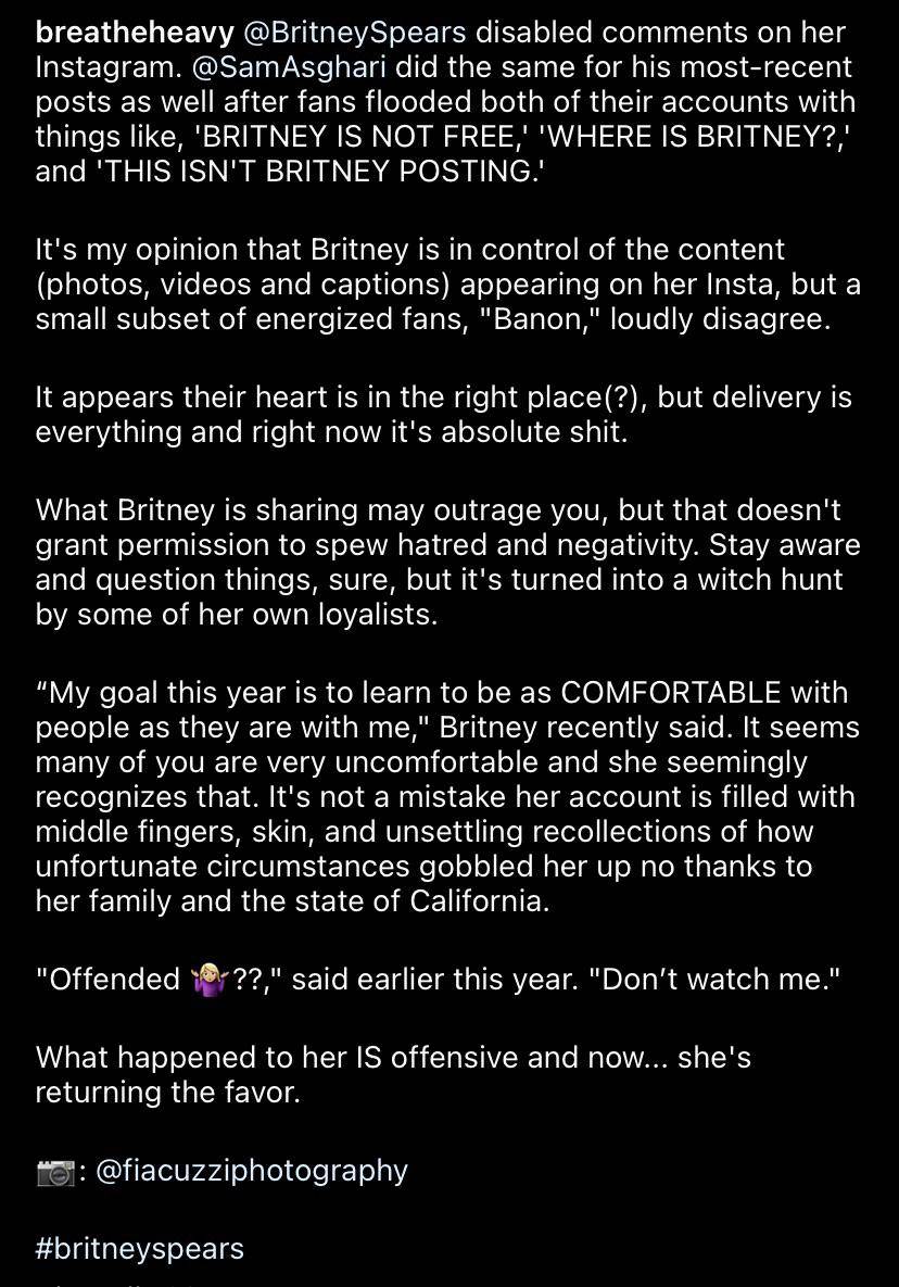 Britney has disabled comments on her Instagram | Scrolller