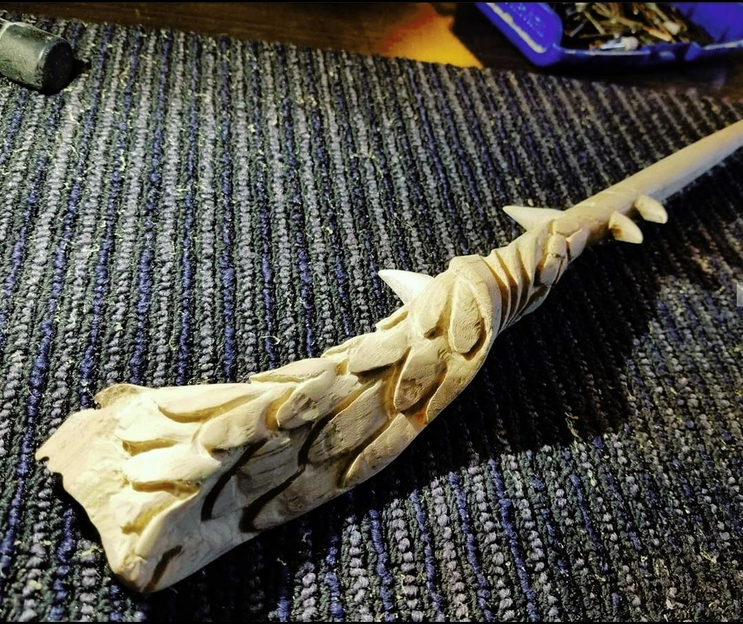 Carving, carving and more carving. Dragon themed wand. | Scrolller