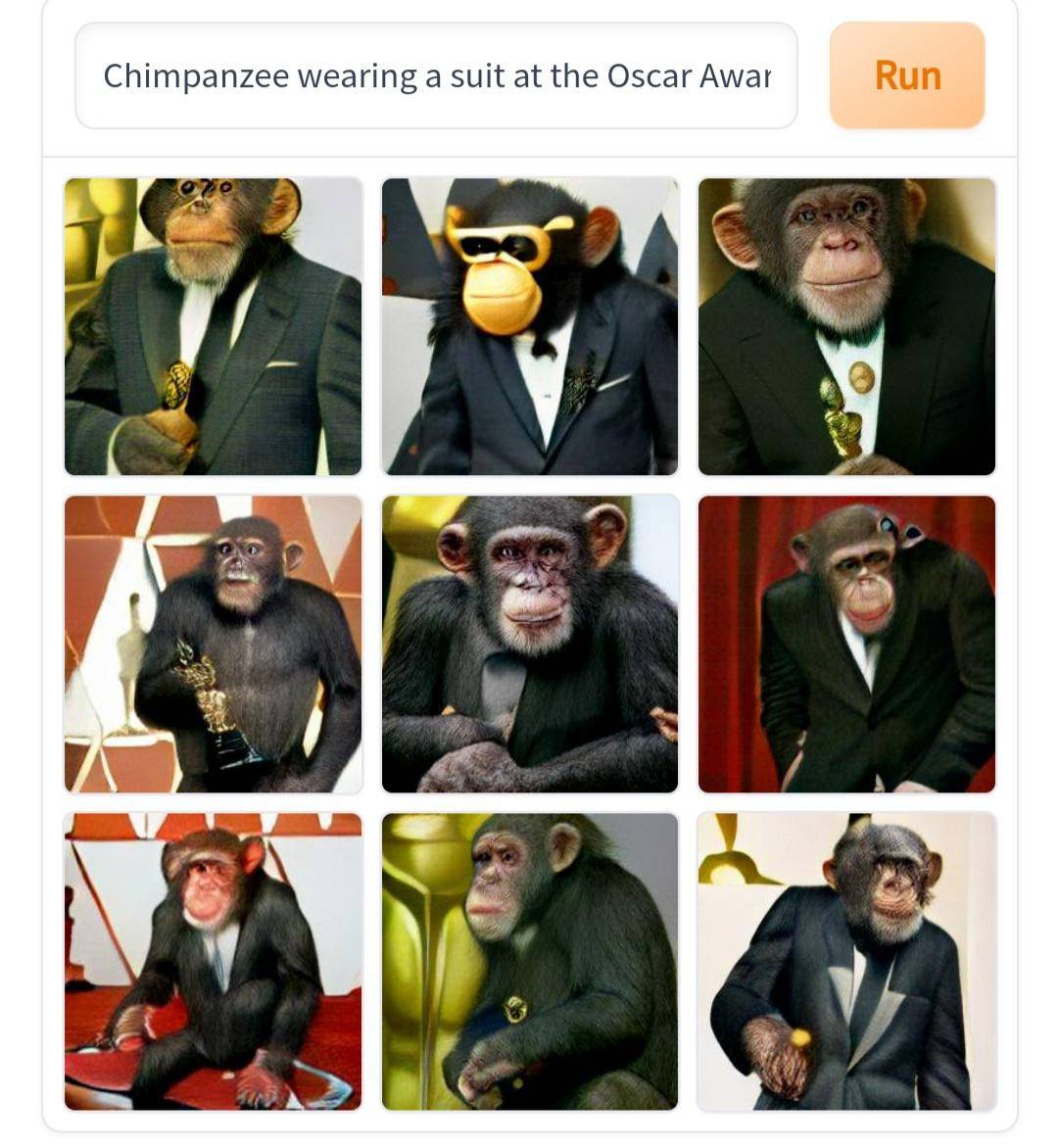 Chimpanzee wearing a suit at the Oscars | Scrolller