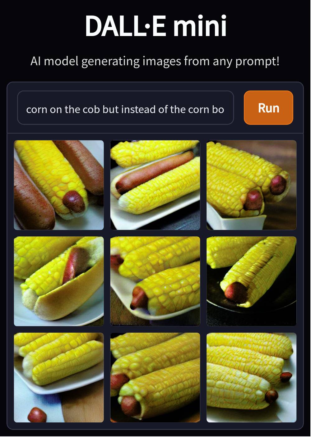 corn on the cob but instead of the corn bone its a hot dog | Scrolller