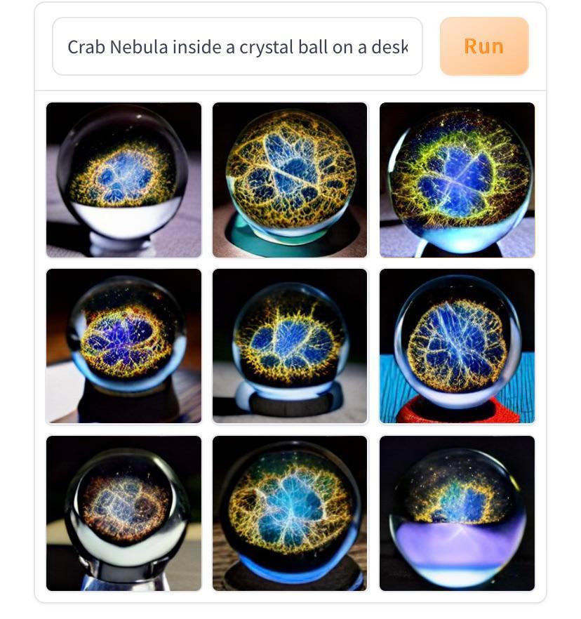 Crab Nebula inside a crystal ball on a desk | Scrolller