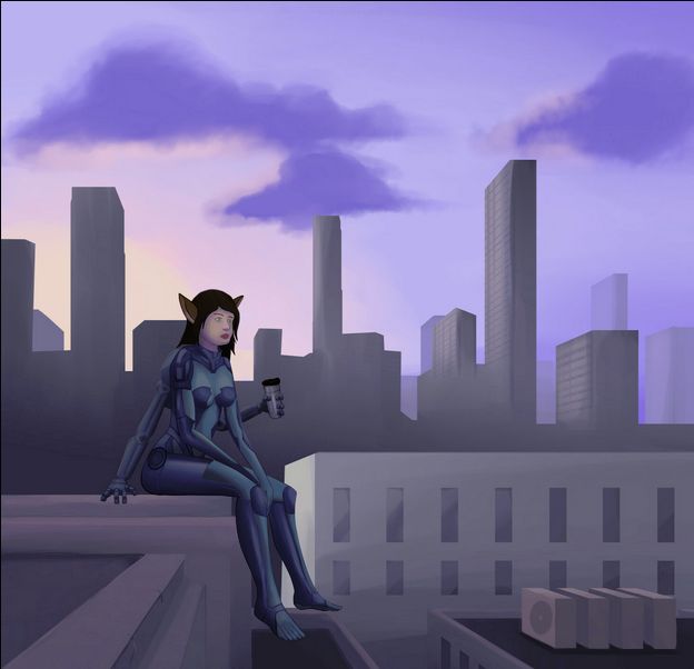 Cyborg catgirl at the morning (OC by mine) | Scrolller