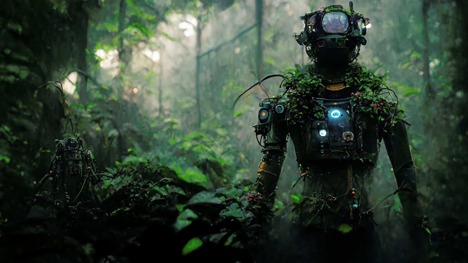 Cyborg in rainforest | Scrolller