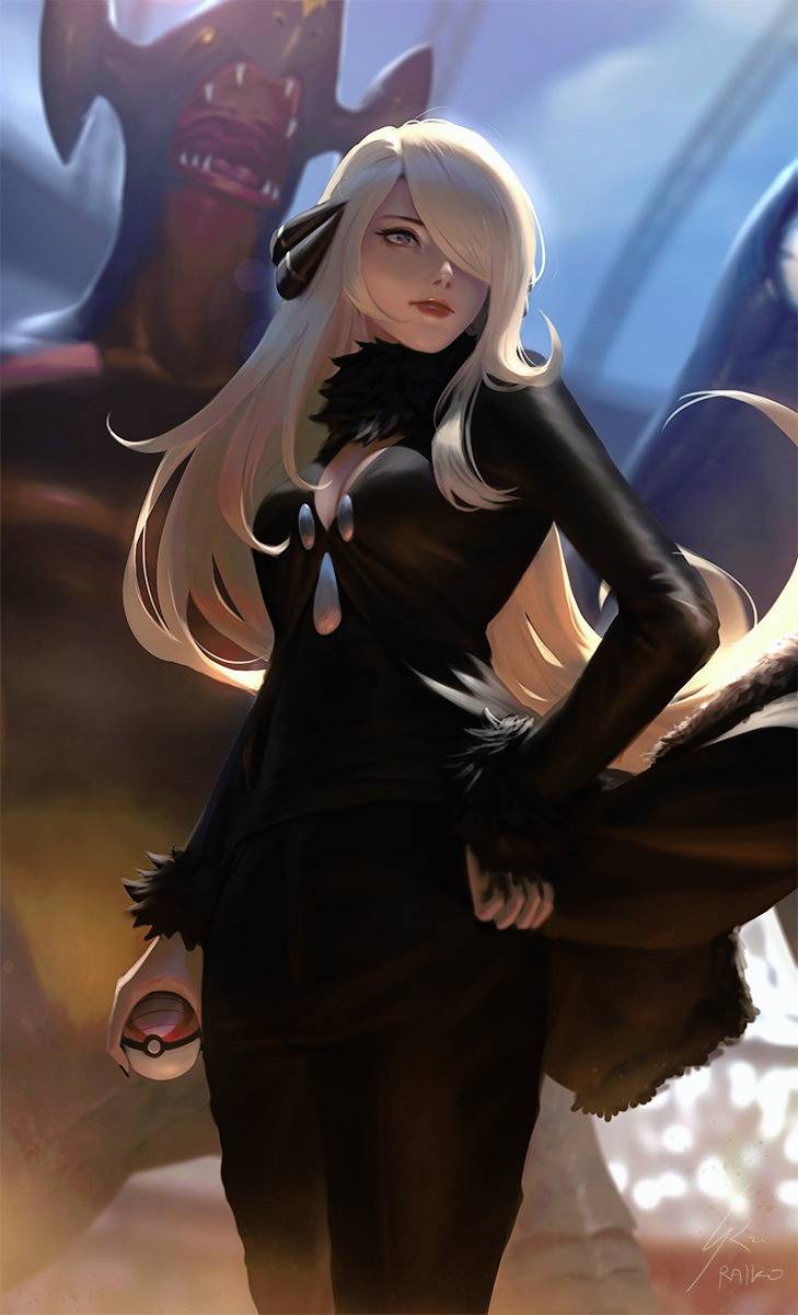 Cynthia and Garchomp by @raikoart on Twitter | Scrolller