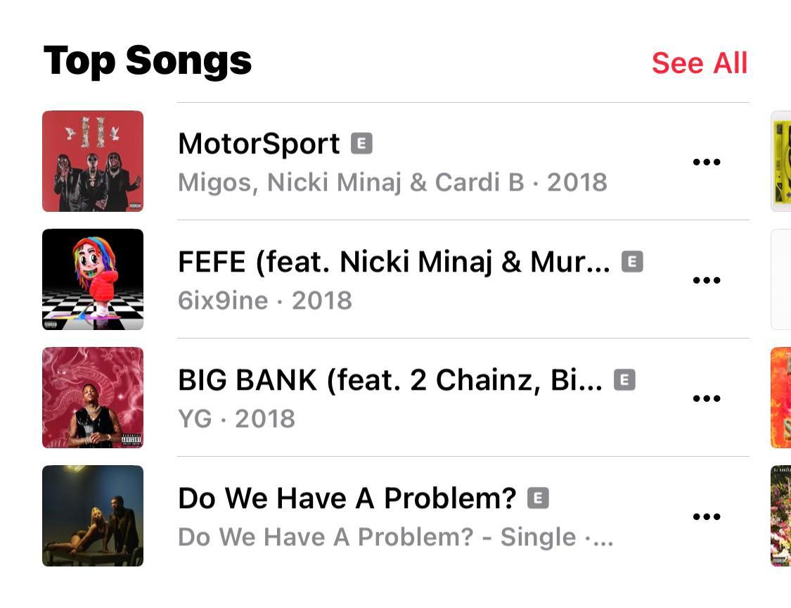 "Do We Have A Problem?" has reached #4 on Nicki’s top songs on Apple Music | Scrolller