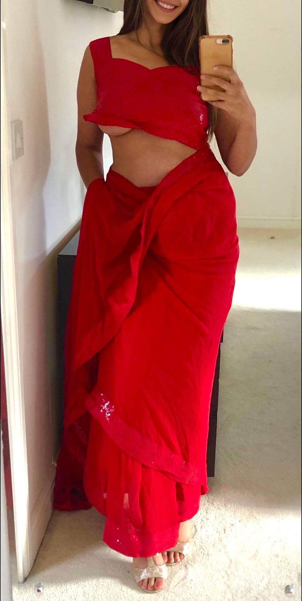 Do you like how this red sari looks on my brown skin? 🥻British Punjabi Indian | Scrolller