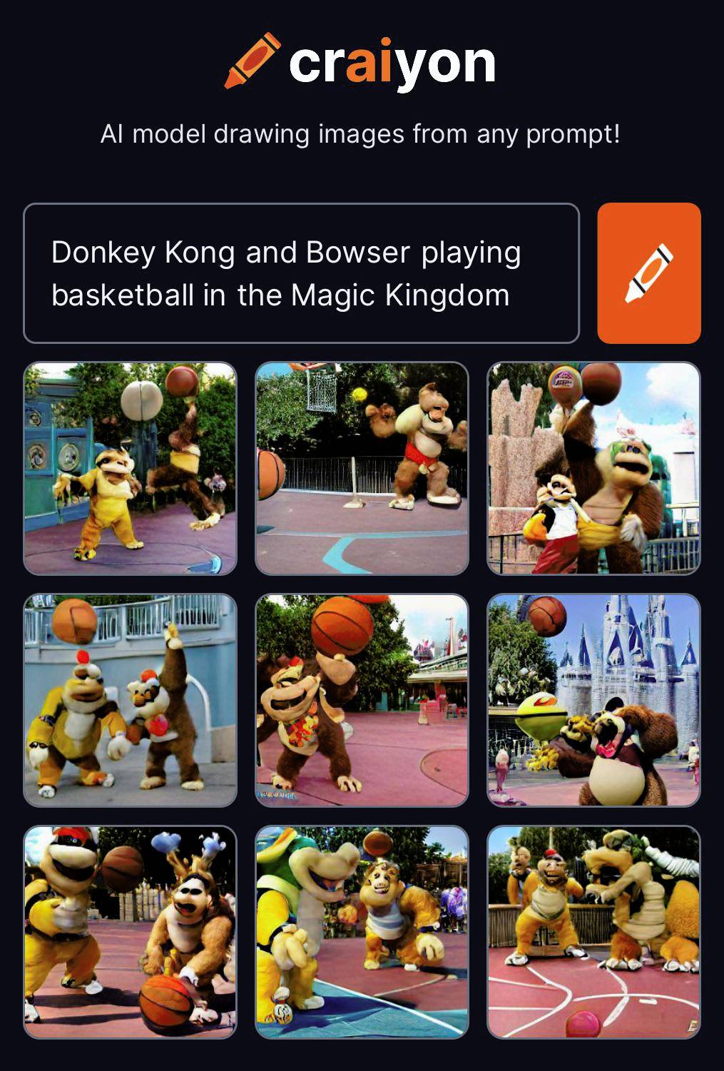 Donkey Kong and Bowser playing basketball in the Magic Kingdom | Scrolller
