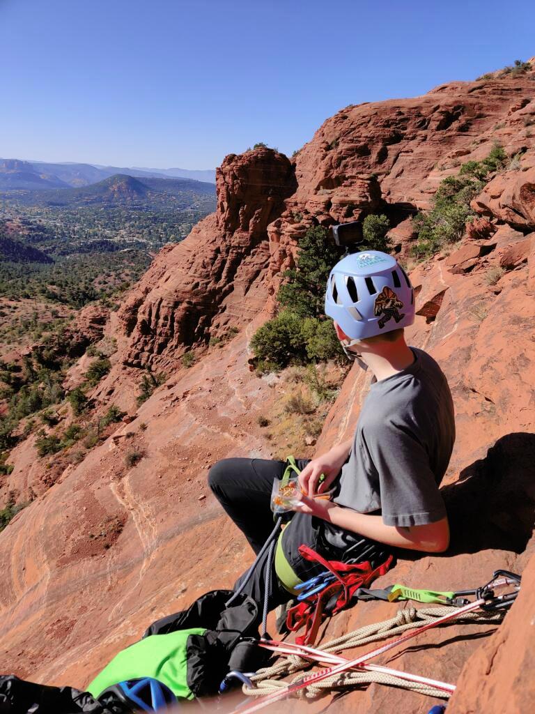Eating lunch while climbing on Steamboat Rock | Scrolller
