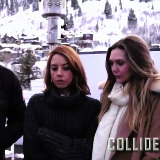 Elizabeth Olsen keeping Aubrey Plaza warm | Scrolller