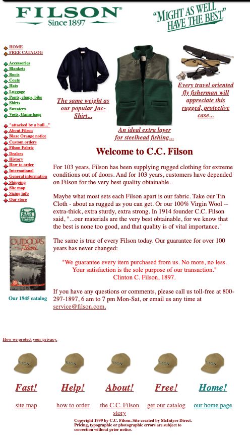 Filson Website Circa 2000 | Scrolller