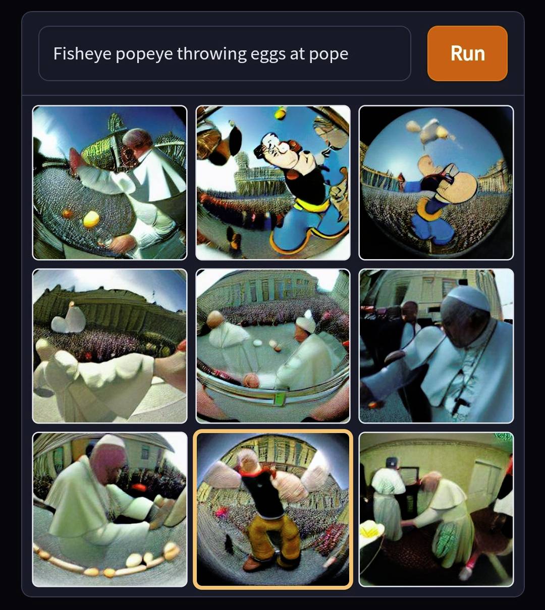 Fisheye popeye throwing eggs at pope | Scrolller