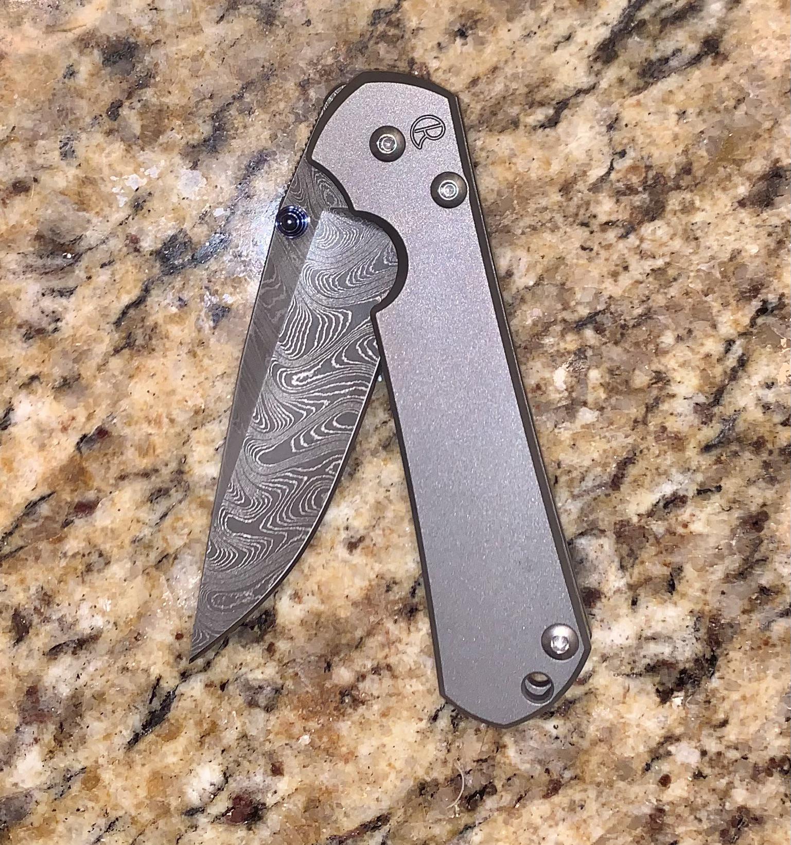 Glass blasted, boomerang Damascus small Sebenza 31 | Scrolller