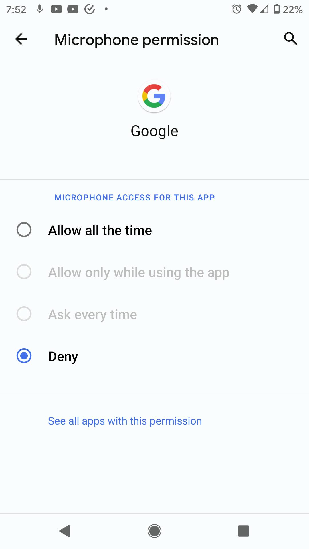 Google needs permission to microphone all the time | Scrolller