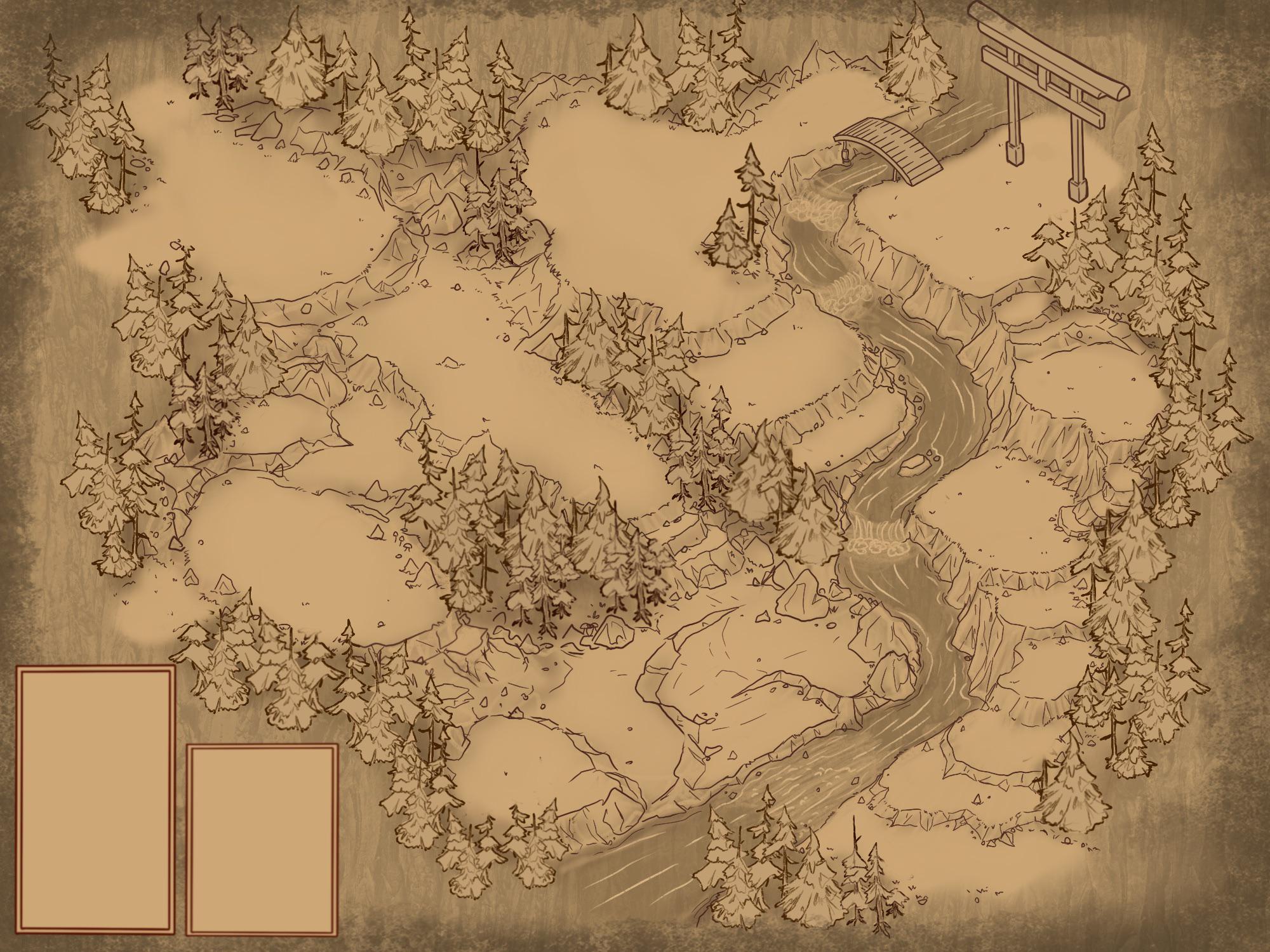 Hand drawn Japanese inspired woods. DND | Scrolller