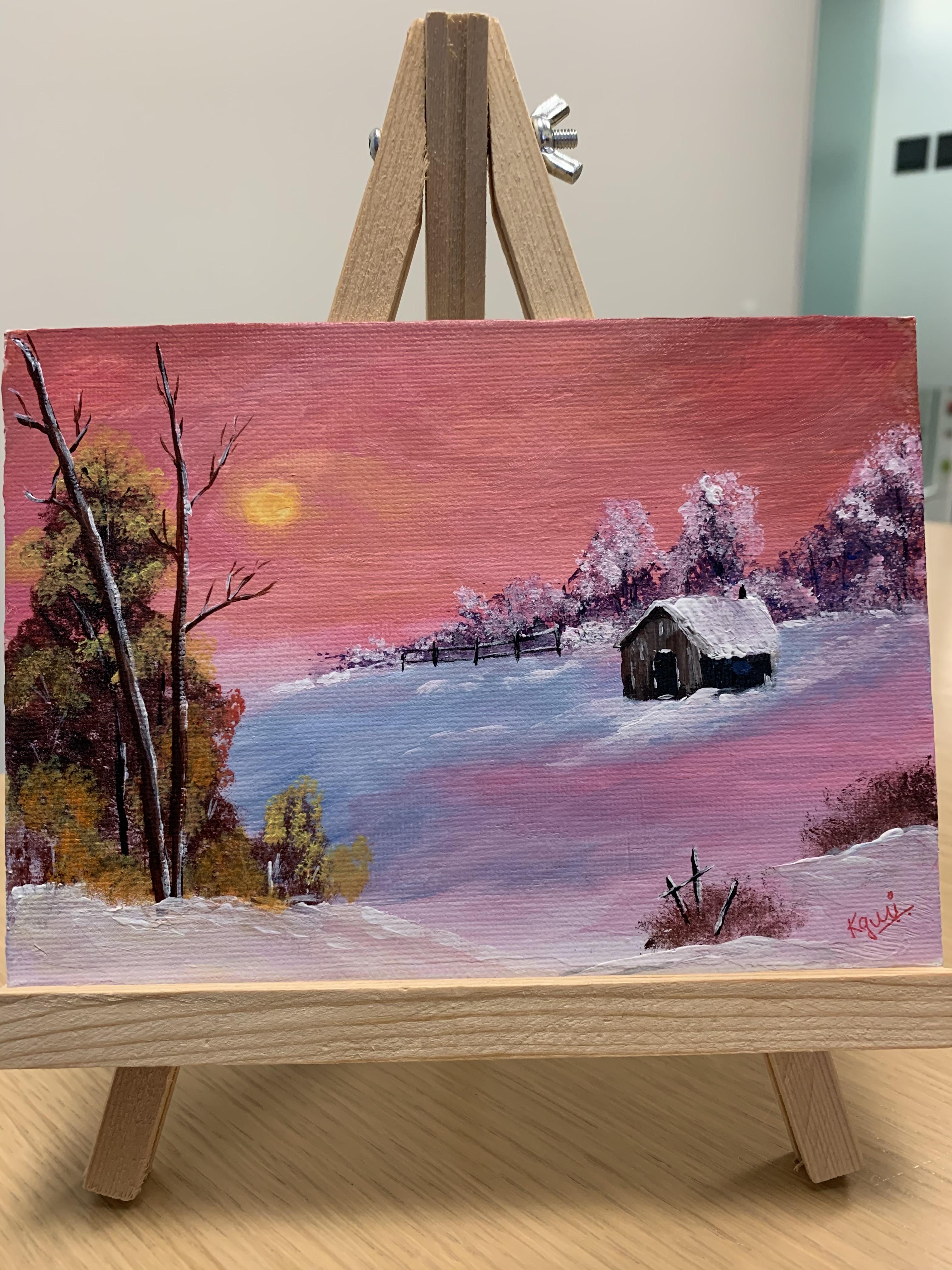 Happy little accidents :)... inspired by Bob Ross’ Warm Winter Day landscape | Scrolller