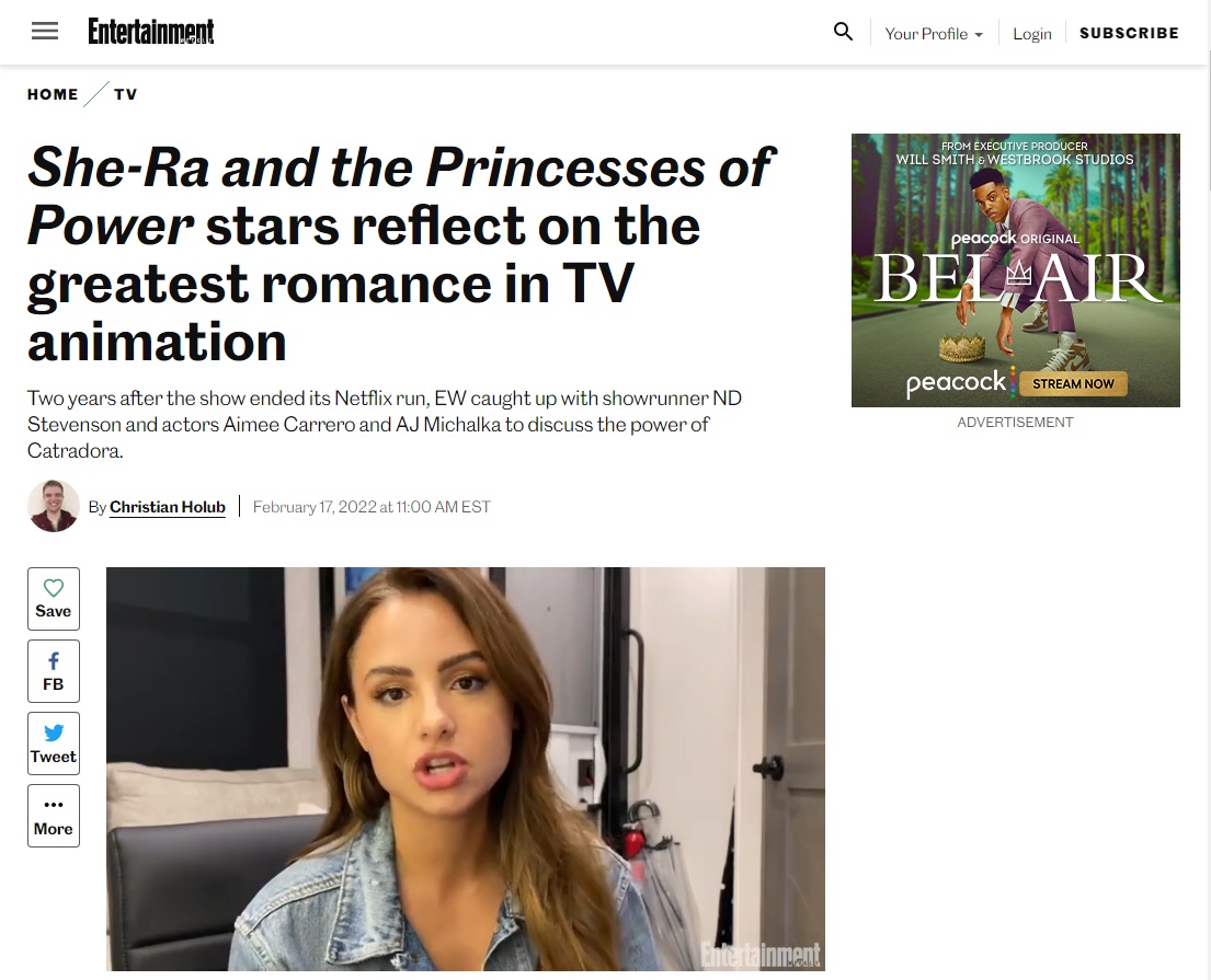 Hey all - great interview in Entertainment Weekly with NS and AC - She Ra retrospective | Scrolller