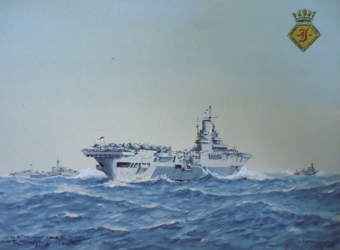 HMS Indomitable, Pacific 1945 by Commander Eric Tufnell, RN | Scrolller