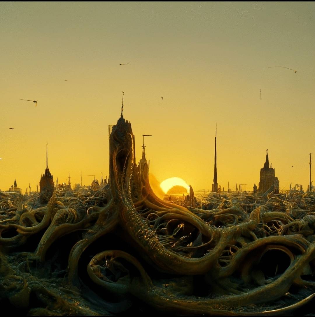 lovecraft city, sunset, golden ratio | Scrolller