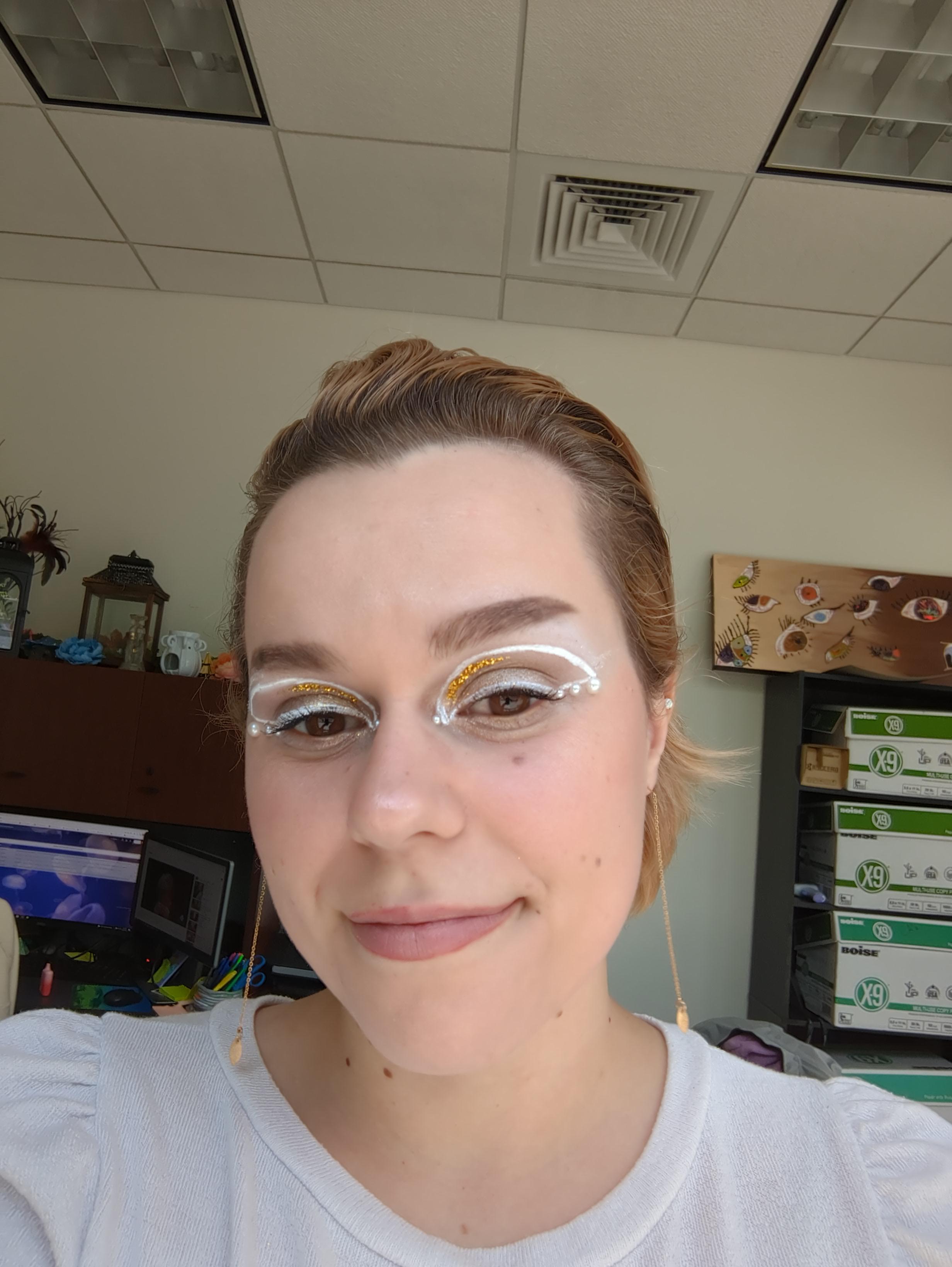 makeup for work! had a blast with pearls and glitter!! | Scrolller