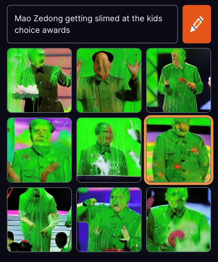 Mao Zedong at the kids choice awards getting slimed | Scrolller