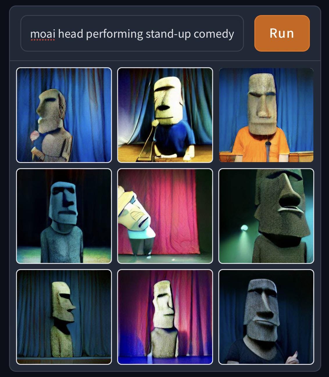 moai head performing stand-up comedy | Scrolller